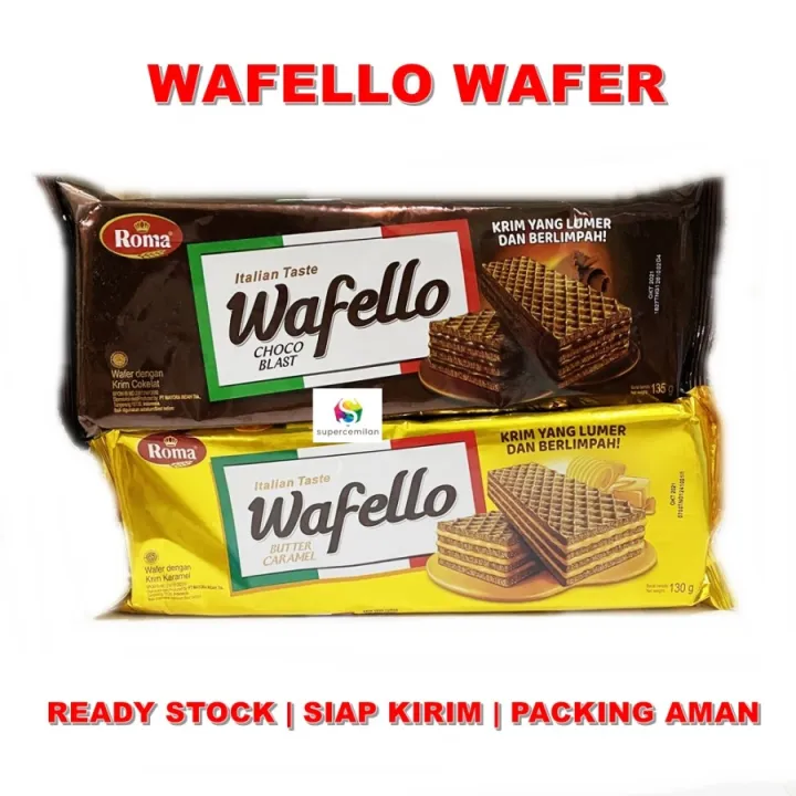Roma Wafello Wafer Butter Caramel / Choco Blast JUMBO 117 Gram | Lazada ...