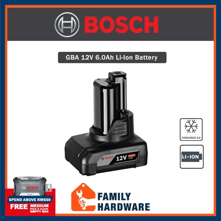 BOSCH GBA 12V 6.0Ah Li-Ion Battery Pack GBA12V6.0Ah Bateri 1600A00X7H 1 ...