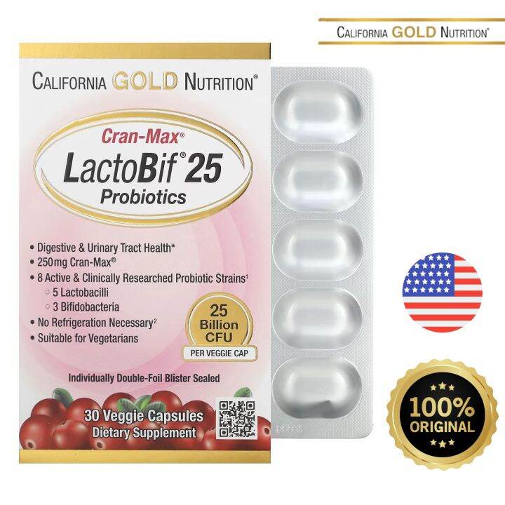 California Gold Nutrition, CranMax® LactoBif Probiotics, 25 Billion CFU ...
