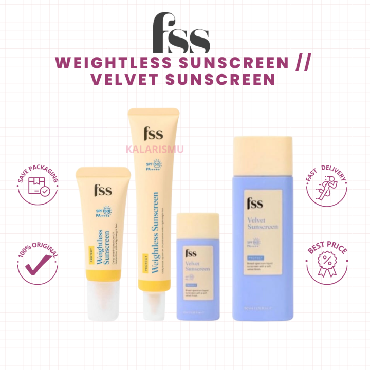 FSS For Skin's Sake Weightless Sunscreen // Velvet Sunscreen SPF 50 PA++++ | Lazada Indonesia