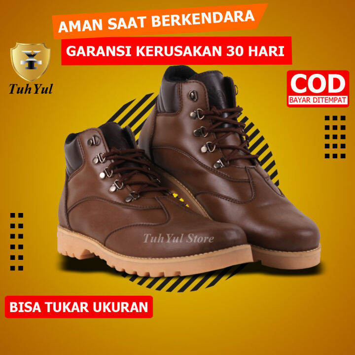 Sepatu Safety Boots Tinggi Touring Riding Pria Cowok Ujung Besi Motor Sepatu Sefty But Septi ...