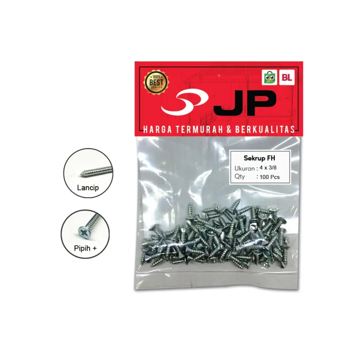 SEKRUP FH 4 x 3/8 - SKRUP FH 4x3/8 BAUT TAPPING ISI 100 PCS | Lazada ...