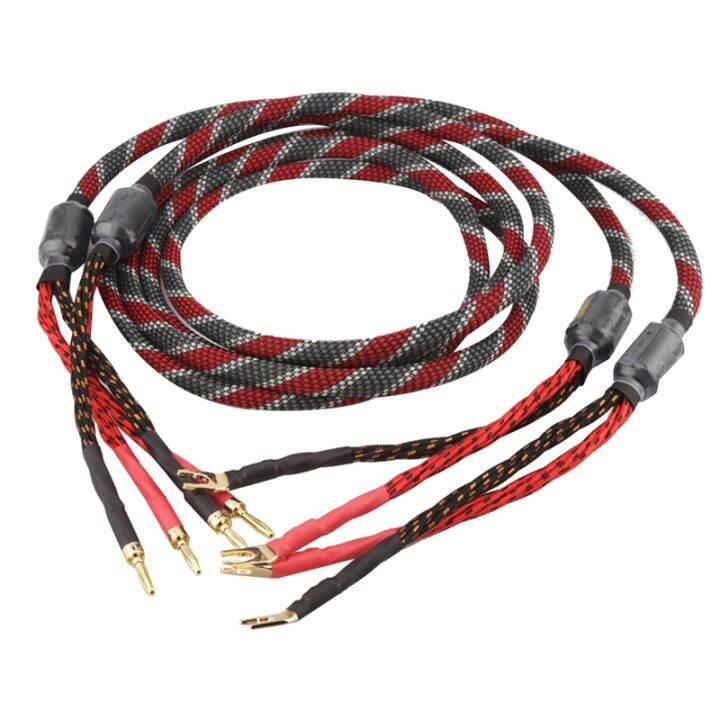 One Pair Oxygen-Free Copper(OFC)Audio HiFi Speaker Cable HI-FI High-End ...
