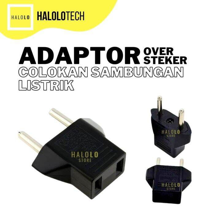 Over Steker Adaptor Colokan sambungan Listrik Gepeng ke Bulat 1 Pcs ...