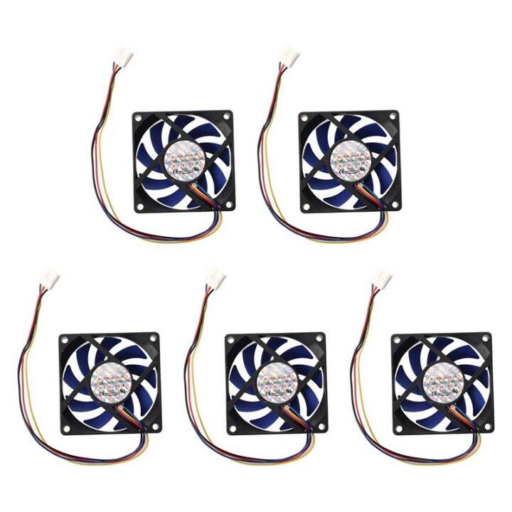 5X 12V DC 32 70mm 4-Pin Computer Case CFM PWM CPU PC Fan Blue & Black ...
