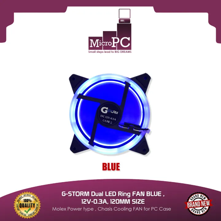 G-STORM Dual LED Ring FAN BLUE ,12V-0.3A, 120MM SIZE, Molex Power type ...