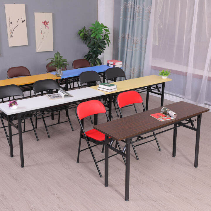 Folding long table staff training table double-layer strip table simple ...