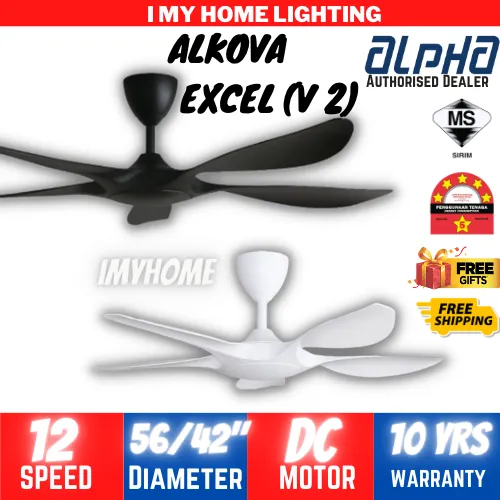 Alpha Alkova EXCEL V2 56" 42" Ceiling Fan DC Motor 5 Blade With Remote ...
