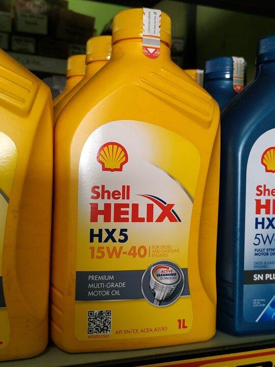 SHELL HELIX HX5 1LITER SAE 15W-40.ORIGINAL LENGKAP DENGAN QR CODE ...
