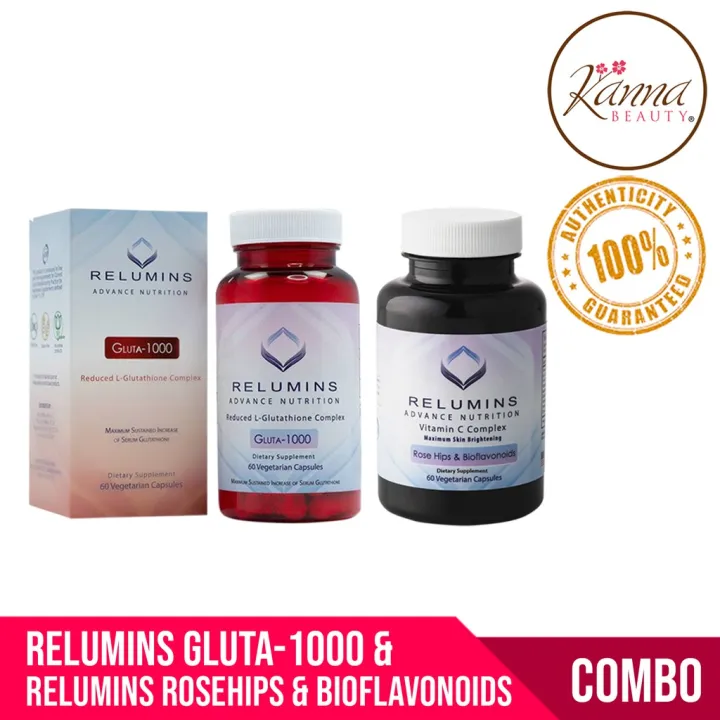 Relumins Gluta 1000 and Vitamin C (Packaging May Vary) 60 capsules each ...