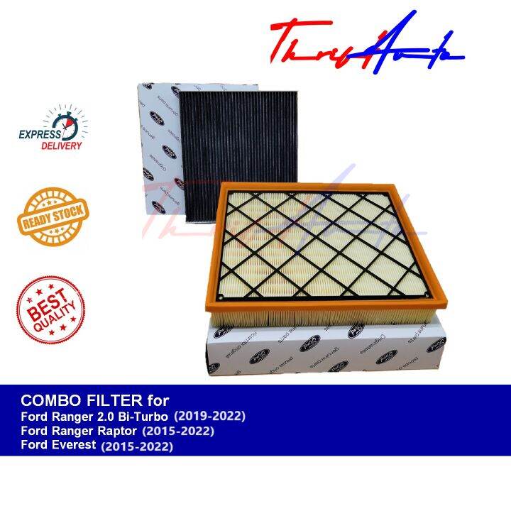 COMBO Filters (Charcoal Aircon & Engine) for Ford Ranger 2.0 Bi-Turbo (2019 - 2022), Ford Ranger ...