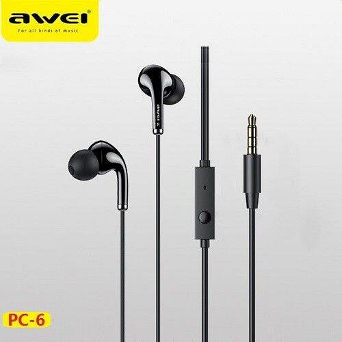 Awei PC-6 In-Ear Wired Earphone 3.5mm Plug Headset With Wire Control ...