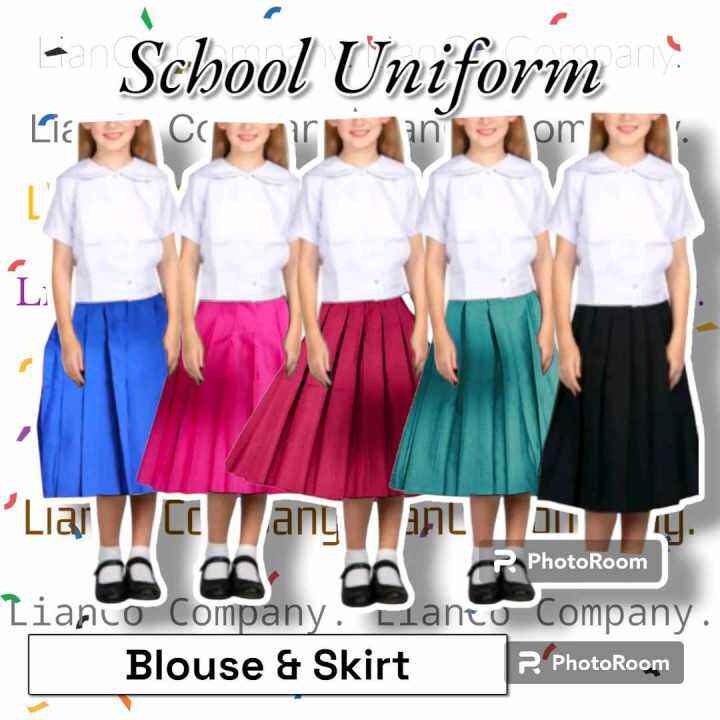 LIANCO'S SCHOOL UNIFORM SET//BLOUSE WITH PLAIN COLORED PALDA //KIDS ...