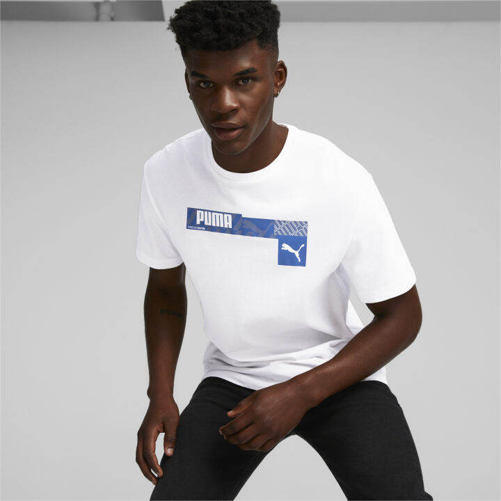 PUMA BASICS - เสื้อยืดผู้ชายลายกราฟิก Box สีขาว - APP - 67174702 ...