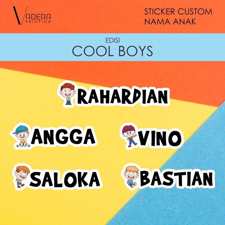 24-48 Stiker - Sticker - Label Custom Nama Anak Edisi COOL BOYS ...