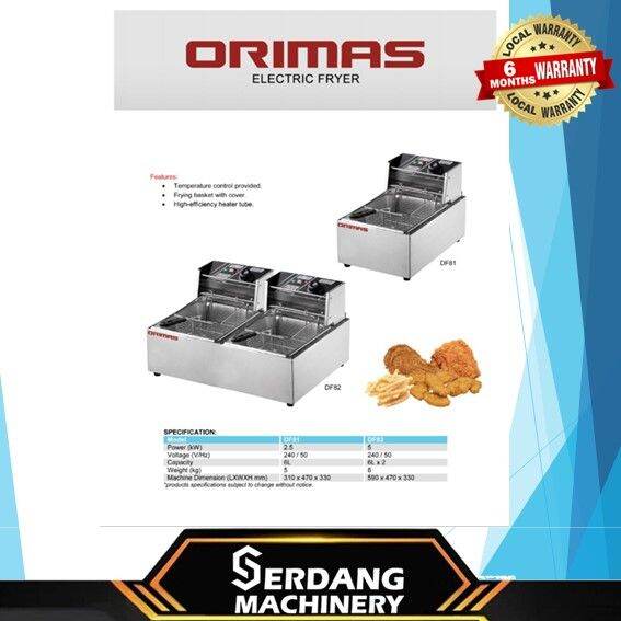 ORIMAS ELECTRIC FRYER DF82 WITH CAPACITY 6L X2 -6 MONTHS LOCAL WARRANTY ...