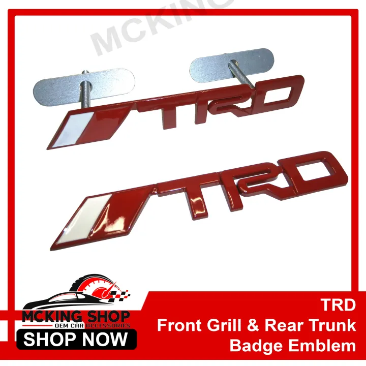 TRD Front Grill & Rear Trunk Metal Emblem for Toyota Cars (Red) | Lazada PH