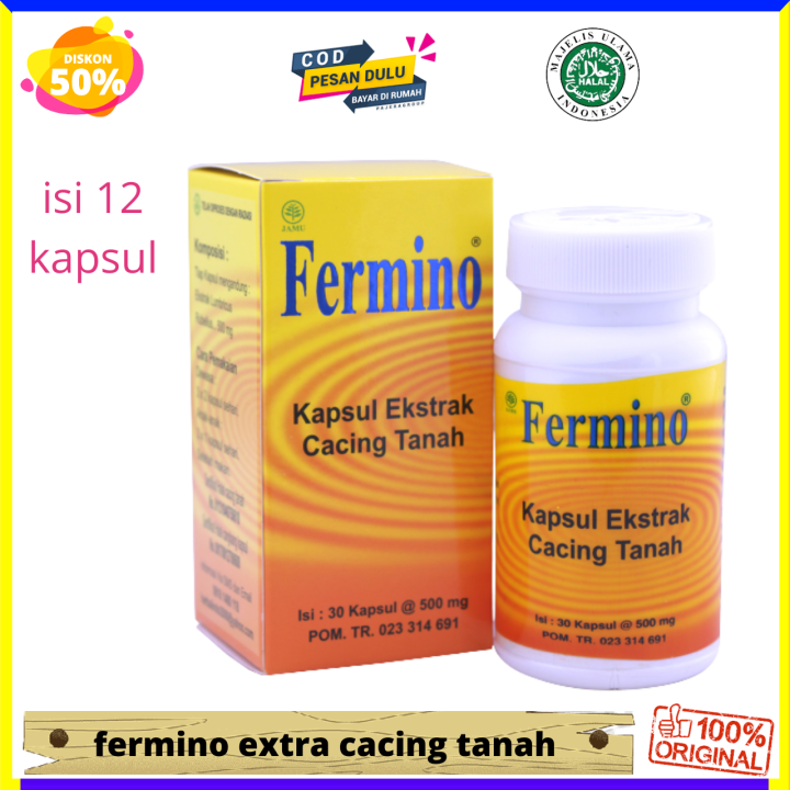 Fermino (Kapsul Ekstrak Cacing Tanah) 12 Kapsul Obat Demam Tipes ...