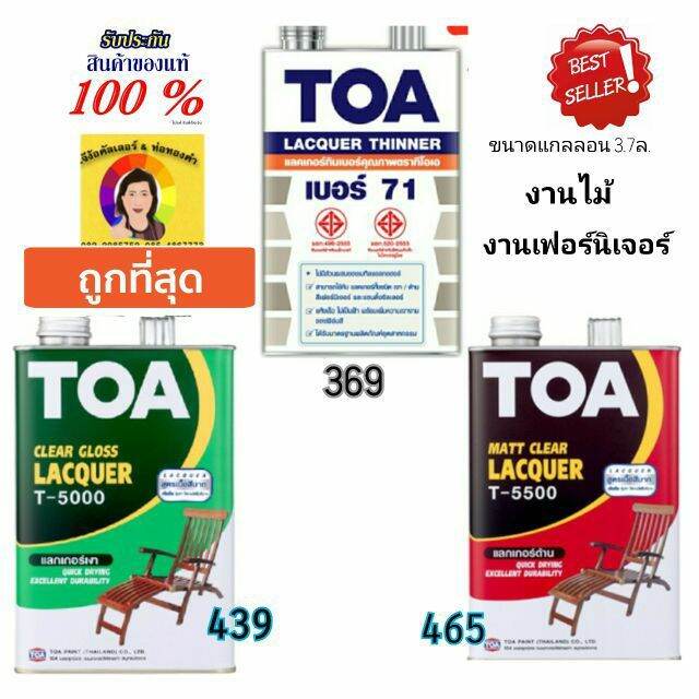 Toa แลคเกอร์ด้าน T-5500 / แลคเกอร์เงา T-5000 / ทินเนอร์71 ขนาด 1/4 กล งานไม้ งานเฟอร์นิเจอร์ ...
