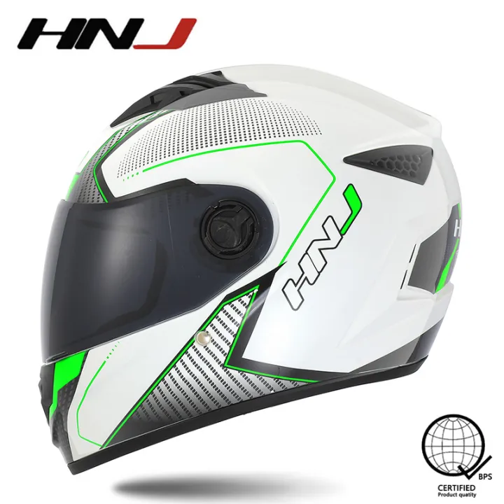 HNJ 855#2 Men's full face motorcycle helmet Black single visor helmet ...
