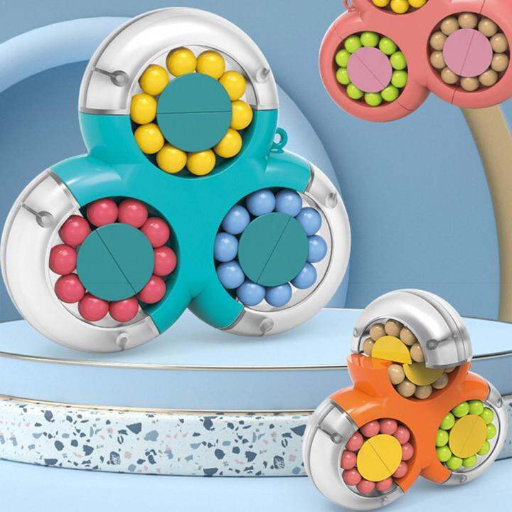 Triangular Rotating Magic Beans Keychain Fingertip Fidget Spin Bead ...