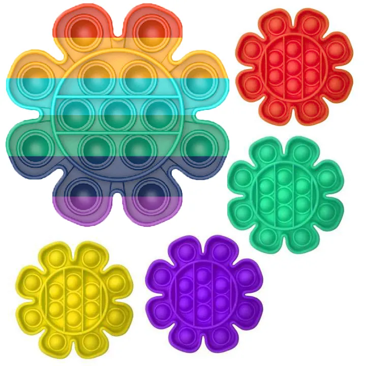 Tiktok pop it fidget toy Flower purple Rainbow shape POP Push Bubble ...
