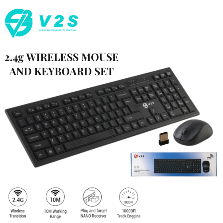 V2S KM-700 2.4G Wireless Keyboard and Mouse Commbo Set For Laptop and ...