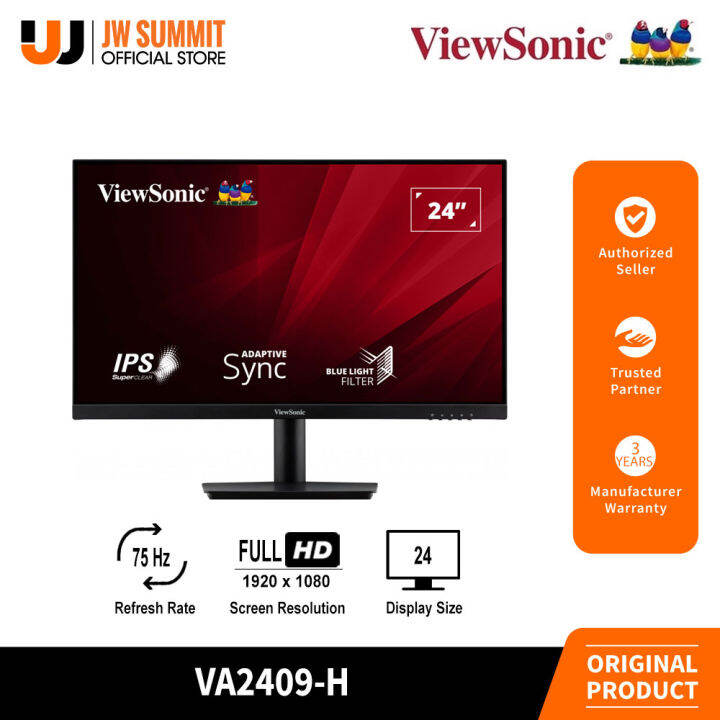 ViewSonic VA2409-H 24" FHD 1920 x 1080 75Hz SuperClear IPS Monitor ...
