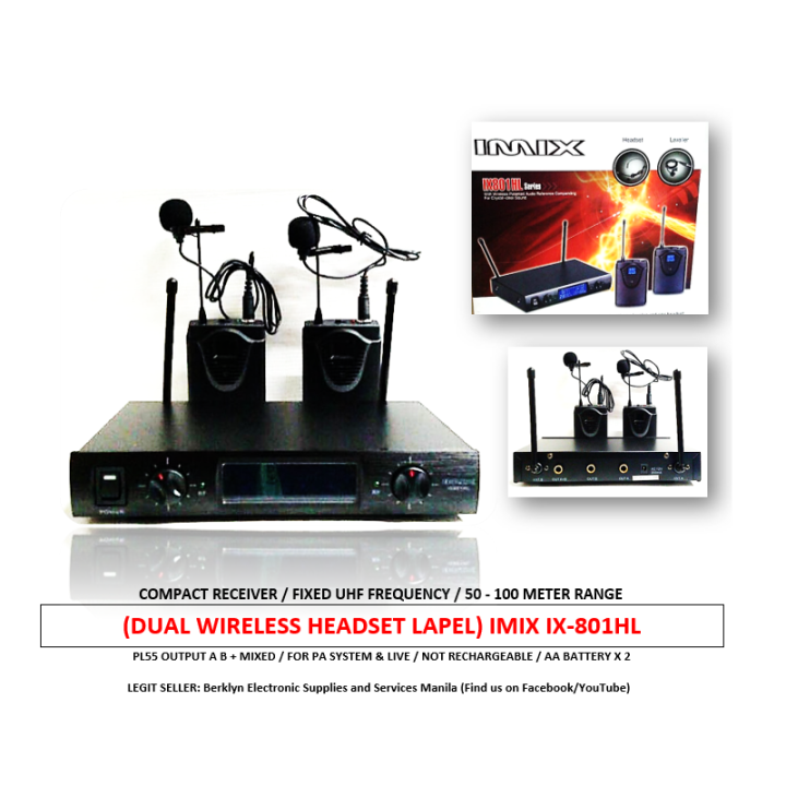 Trident IMIX IX-801HL / UHF Fixed / Dual Headset Lapel / Wireless ...