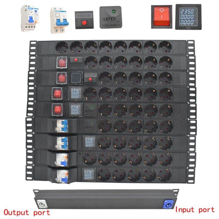 19 inch EU Plug PDU Power Strip Switcher Network Cabinet Rack Strips ...
