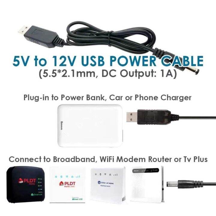 [COD]WIFI Modem to Powerbank USB Cable (5V to12V Converter) for ...