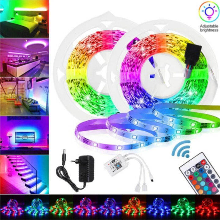 Lampu LED Strip RGB Warna Warni 10 Meter Komplit Set Adaptor Remote ...