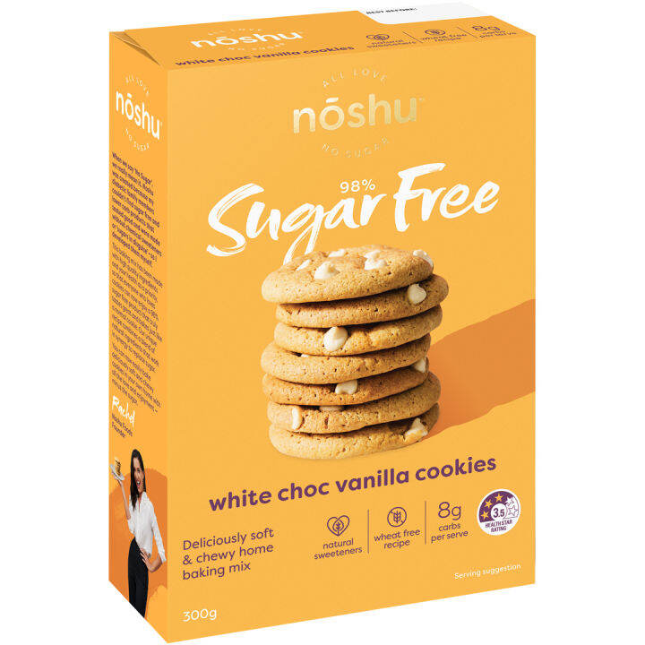 Noshu 98% Sugar Free Cookies Premix 300g White Choc Vanilla | Lazada