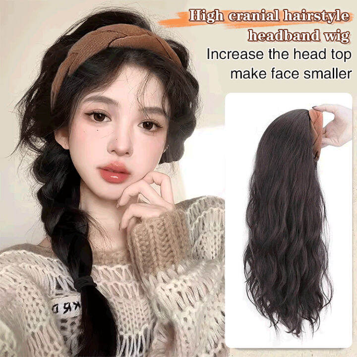 Junjv Wig Female Natural Full Head Covering Fashion High Skull Top Wig