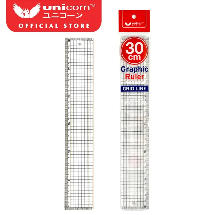 Unicorn Stationery 30cm Grid Line Graphic Ruler ( 30cm / 5mm Grid Lines ...