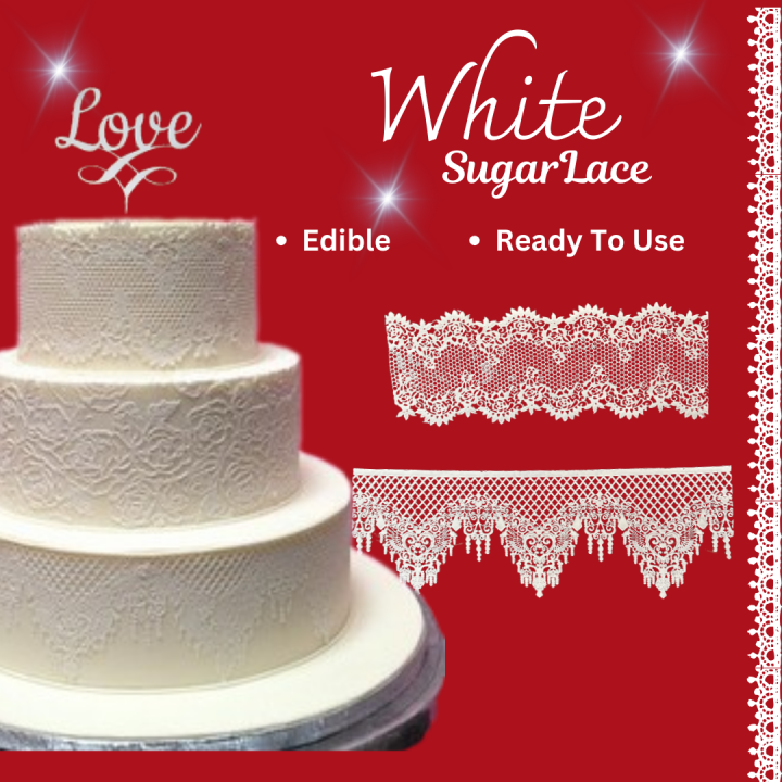 Edible Cake Lace for wedding cake topper, Ready To use Sugar Lace Cake ...