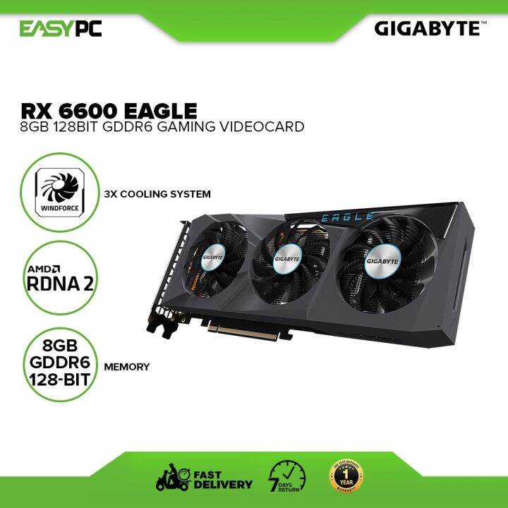 EasyPC Gigabyte Rx 6600 Eagle GV-R66EAGLE-8GD 8gb 128bit GDdr6 Gaming ...