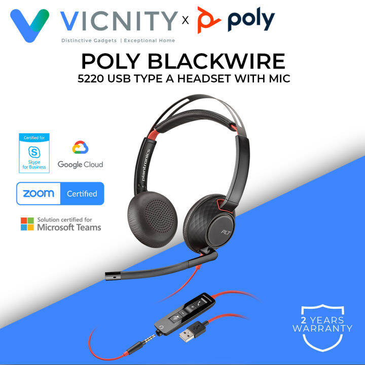 Poly Plantronic Blackwire 5220 Stereo, USB-A / USB-C Corded USB ...