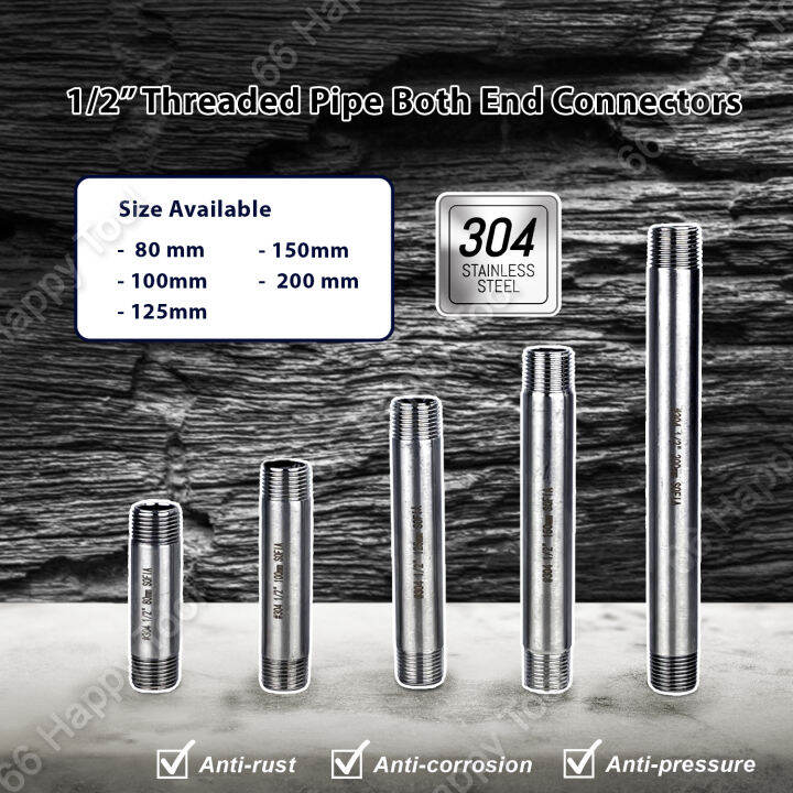 1/2" Male Threaded Pipe Extension 304 Stainless Steel End Connectors ...