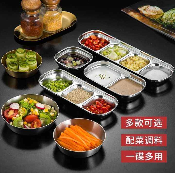 SUS 304 Stainless Steel Side Dish ( Grid Sauce Plate ) Pinggan Tray Sos ...