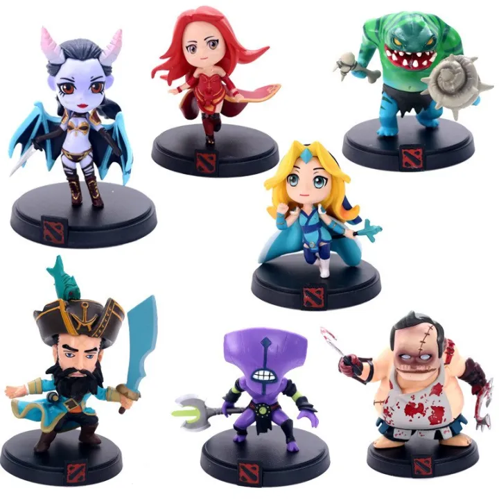 7 Pcs/Set Dota 2 Doll Hero Kunkka Lina Pudge Queen Tidehunter Pvc ...