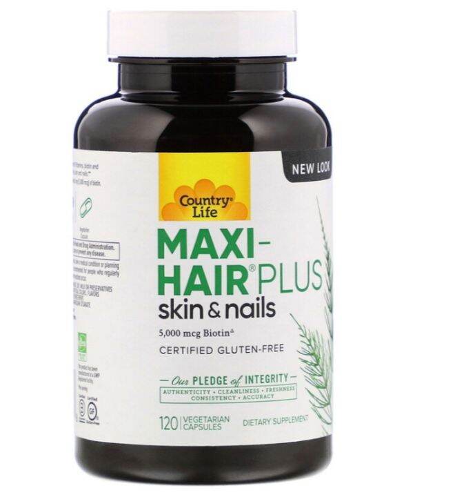 Country Life Maxi-Hair Hair Health Supplement 5000 mcg 120 Capsules ...