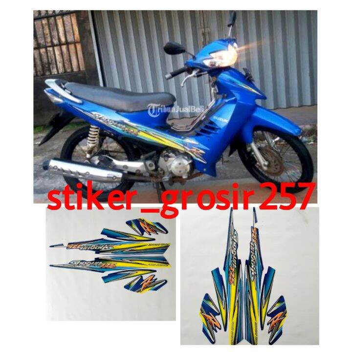 STIKER STRIPING LIS BODY SUZUKI SHOGUN 125 R 2004 2005 BIRU STANDAR ...