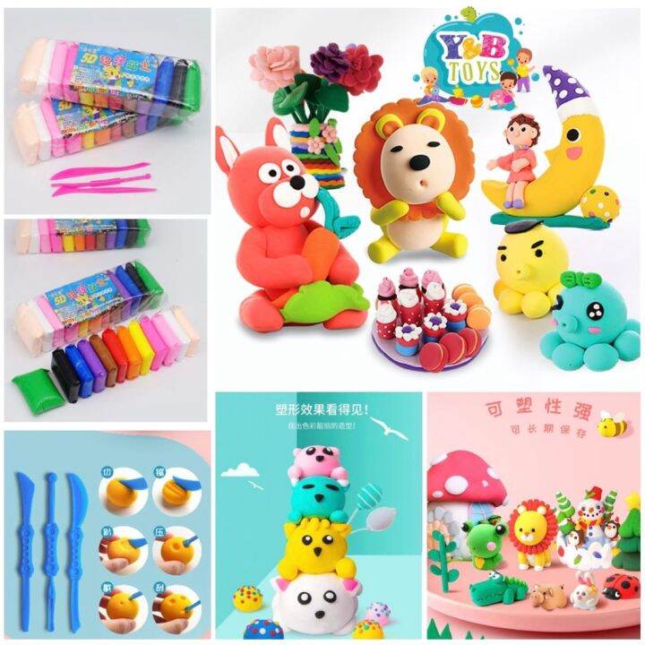 Clay Mainan Anak isi 12 pcs Edukasi malam lilin SLIME Murah Clay Dough ...