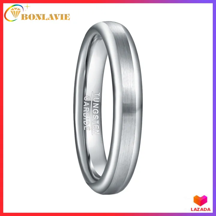 BONLAVIE แหวนทังสเตนคาร์ไบด์ขนาด5-10,แหวนหมั้นขนาด4มม. เคลือบเงาสูงสวม ...