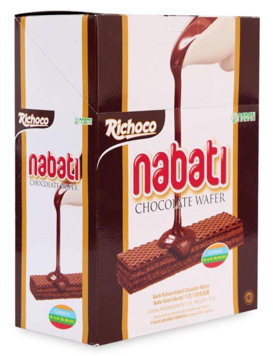 Bánh xốp Richoco Nabati chocolate Wafer hộp 340g (20gói x 17g), sản ...