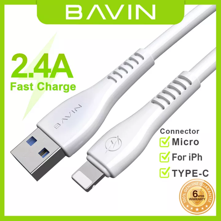 BAVIN CB195 2.4A Fast Charging & Data Transfer Cable w/ 1 Meter Cable ...
