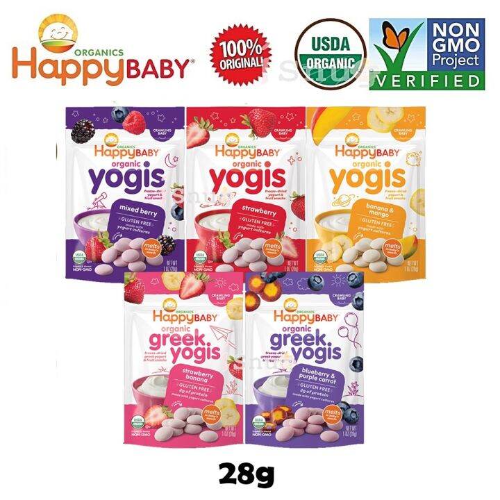 [FREE SHIP] Happy Baby Organic Yogis & Greek Yogurt Snack 28g | Lazada