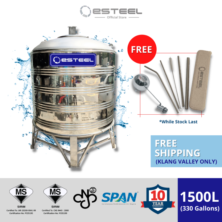 eSteel 1500L / 330 Gallons Stainless Steel Water Storage Tank / Tangki ...