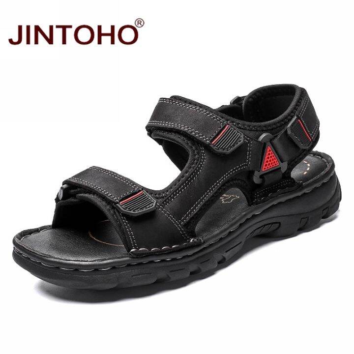 jintoho รองเท้าแตะหนังชายรับลมร้อน | Lazada.co.th